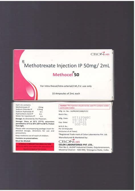 Methotrexate Injection 50mg Methocel 50 Exporter Supplier Distributor