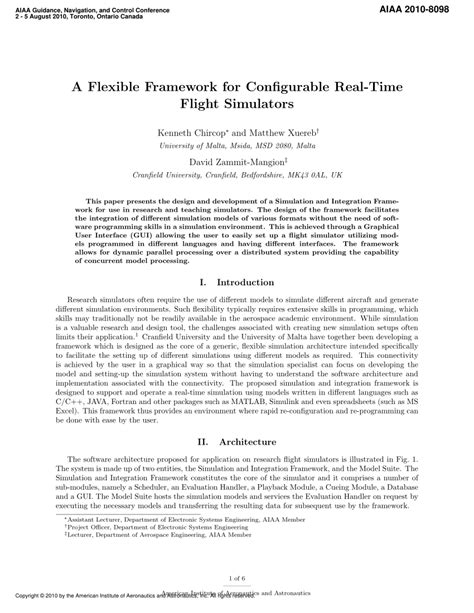 Pdf A Flexible Framework For Configurable Real Time Flight Simulators