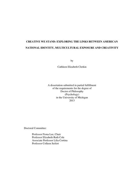 Pdf Creative We Stand Exploring The Links Between American National