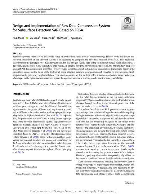 Design And Implementation Of Raw Data Compression System For Subsurface