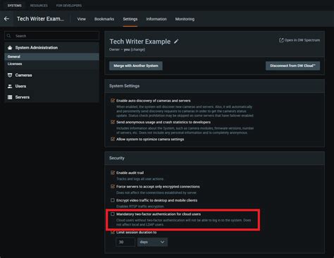 dw cloud enabling two factor authentication 2fa for dw spectrum
