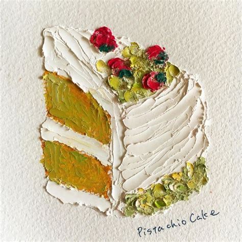 June On Instagram Pistachio Cake 오일파스텔 오일파스텔드로잉 드로잉 카페 피스타치오케이크 케이크 디저트 그림스타그램