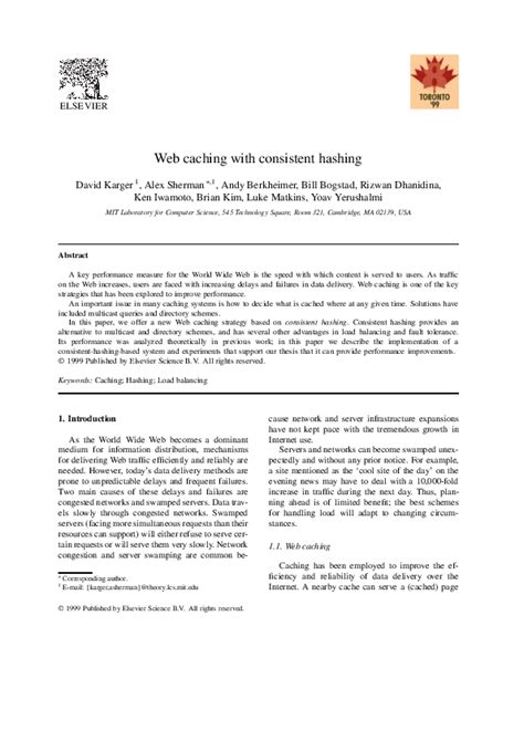 Pdf Web Caching With Consistent Hashing Brian Kim