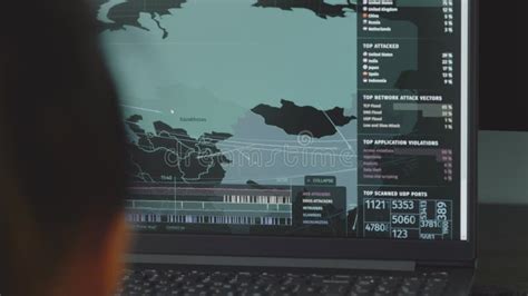 Global Cyber Attack With World Map On Computer Screen Internet Network Communication Under
