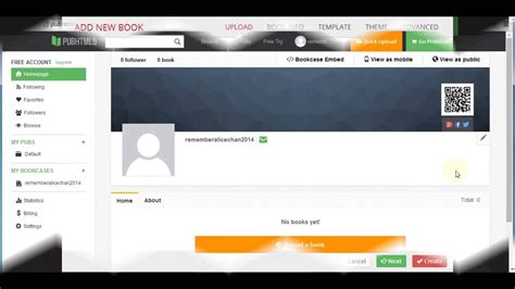 create an account and login to start creating html5 page flip books
