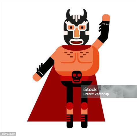 전투기 루차 리브레 멕시코 레슬러 전투 곡예사 문자 마스크 벡터 일러스트 편 만화 절연 레슬링 격투기에 대한 스톡 벡터 아트 및 기타 이미지 레슬링 격투기 망토