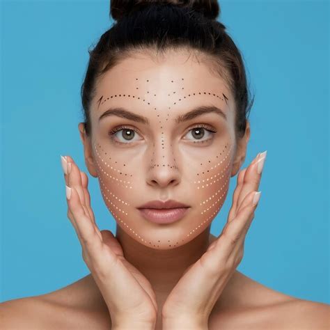 Spa Portrait Of Young Beautiful And Natural Woman With Dotted Arrows On
