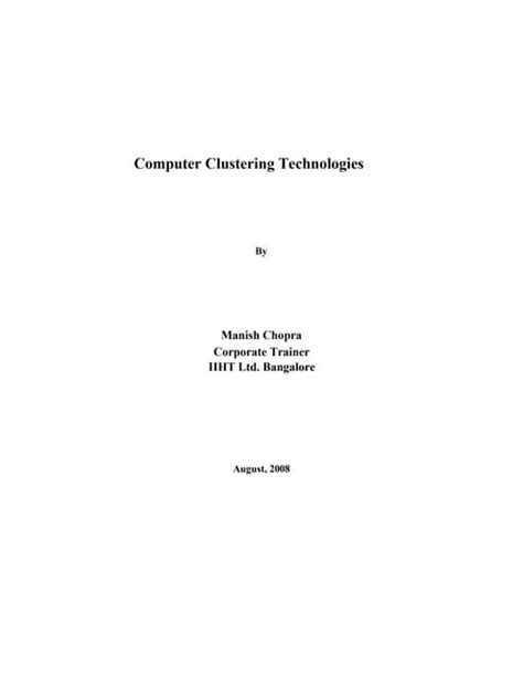 Computerclusteringtechnologies Pdf