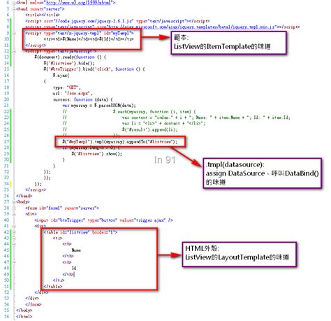 Jquery 透過jquery Template把json資料套入範本 In 91 點部落