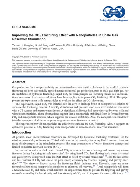 Improving The Co2 Fracturing Effect With Nanoparticles In Shale Gas Reservoir Stimulation Pdf