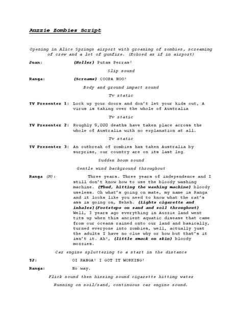 Auzzie Zombies Script Pdf Nature Leisure