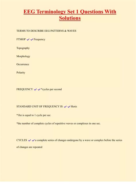 Eeg Terminology Set 1 Questions With Solutions Electroencephalography