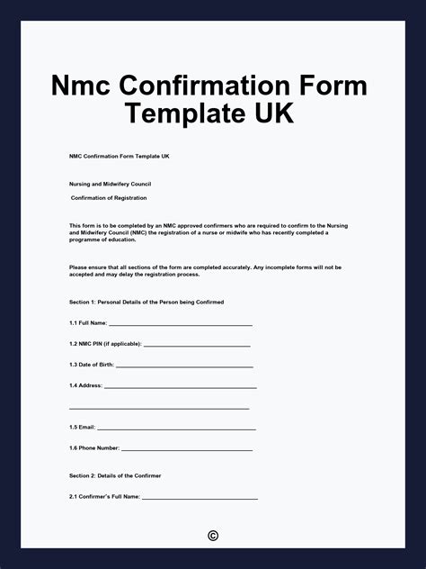 Nmc Confirmation Form Template Uk