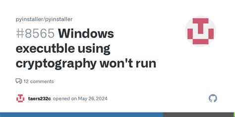 Windows Executble Using Cryptography Wont Run · Issue 8565 · Pyinstallerpyinstaller · Github