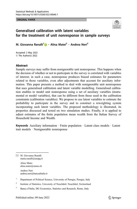 Pdf Generalised Calibration With Latent Variables For The Treatment