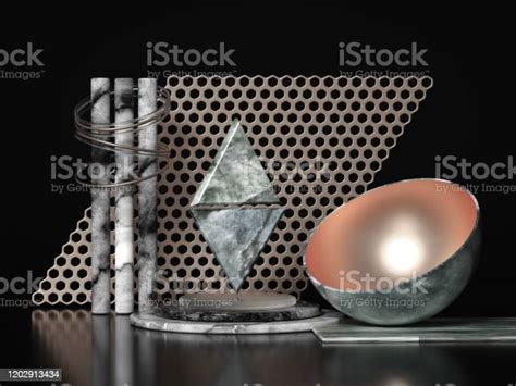 금속과 돌 대리석과 화강암의 질감과 아름답고 우아하고 추상적 인 배경 3d 일러스트레이션 3d 렌더링 3차원 형태에 대한 스톡 사진 및 기타 이미지 Istock