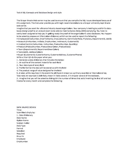 Assignment 6 SQL Concepts And Database Design 1 Task 6 SQL Concepts