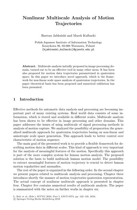 Pdf Nonlinear Multiscale Analysis Of Motion Trajectories