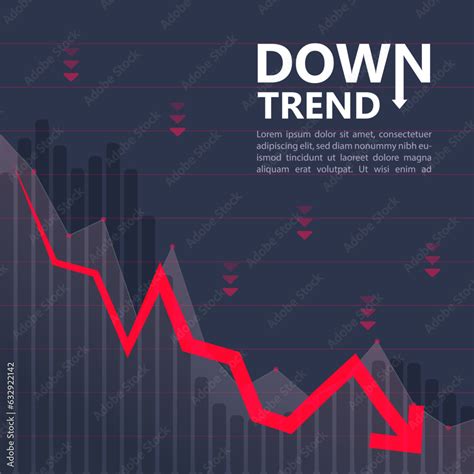 Red Arrow Downtrend Graph And Bar Chart In Digital And Tech Theme Illustrating Market Decline