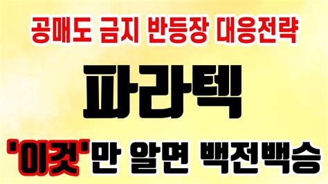 주식 파라텍 파라텍 주가전망 목표가를 향한 마지막 스퍼트 지금이 시작입니다 Youtube