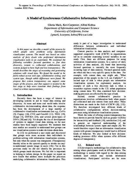 Pdf A Model Of Synchronous Collaborative Information Visualization