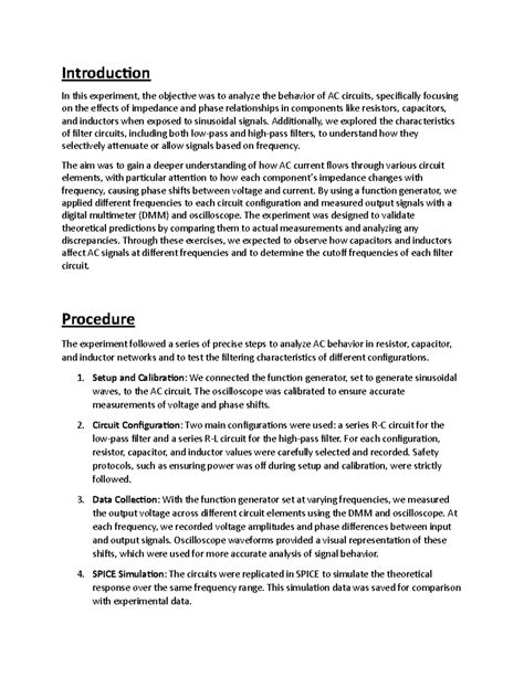 Lab 3 Report Introduction In This Experiment The Objective Was To