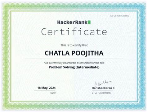 Chatla Poojitha On Linkedin Hackerrank Problemsolving