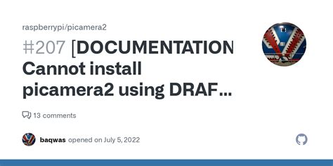 Documentation Cannot Install Picamera2 Using Draft Documentation
