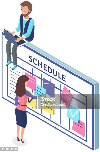 작업 계획 사업가는 달력 시간 관리 일정 월 계획 개념을 봅니다 개념에 대한 스톡 벡터 아트 및 기타 이미지 개념 건강 진단 건강관리와 의술 Istock