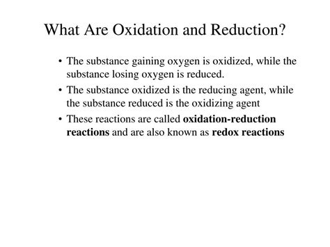 PPT Ch 20 Oxidation Reduction Reactions PowerPoint Presentation Free Download ID 684632