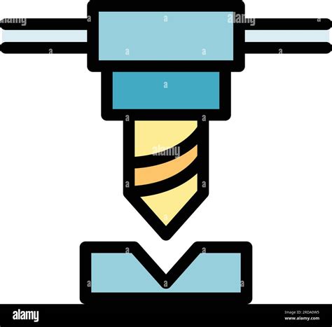 Cnc Machine Icon Outline Vector Lathe Equipment Work Tool Color Flat Stock Vector Image And Art