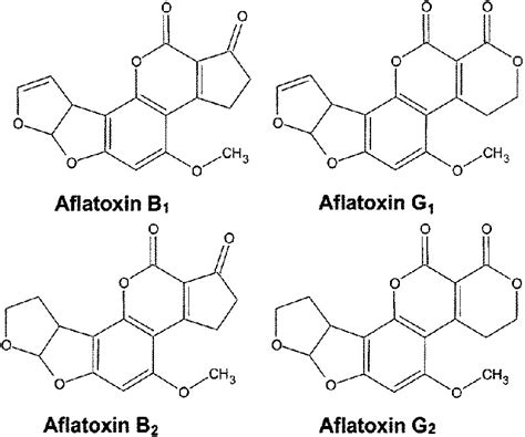 Chemical Structure Of Aflatoxins B1 B2 G1 And G2 Download Scientific Diagram