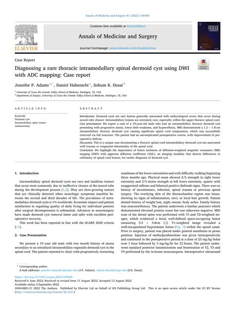 PDF Diagnosing A Rare Thoracic Intramedullary Spinal Dermoid Cyst