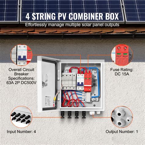 Vevor Solar Pv Combiner Box 4 String 15a For Solar Panel System Steel Case Ip65 Vevor Ca