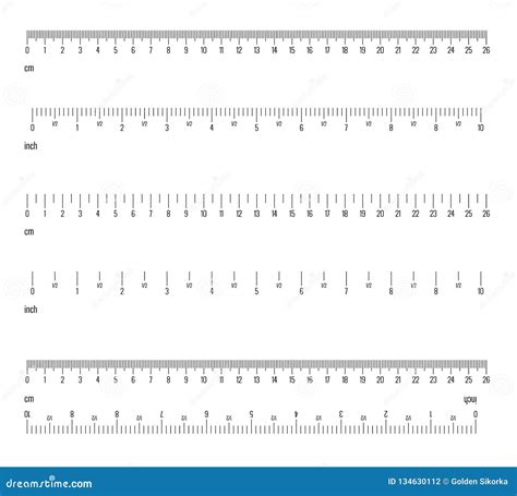 Inch And Metric Rulers Centimeters And Inches Measuring Scale Cm