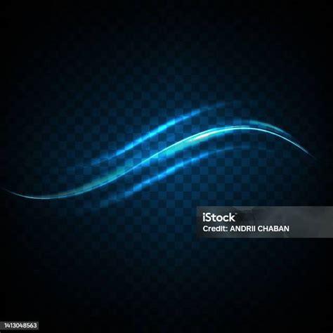 파란색으로 빛나는 반짝이는 선이 벡터 배경을 형성합니다 Eps10 빛의 속도로 운동의 추상적 인 효과 반짝이는 물결 모양의 길 라이트 페인팅 쉬운 흔적 벡터 Eps10