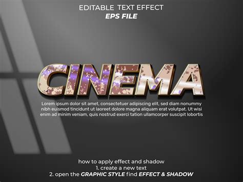 Cinema Text Effect Font Editable Typography 3d Text Vector Template