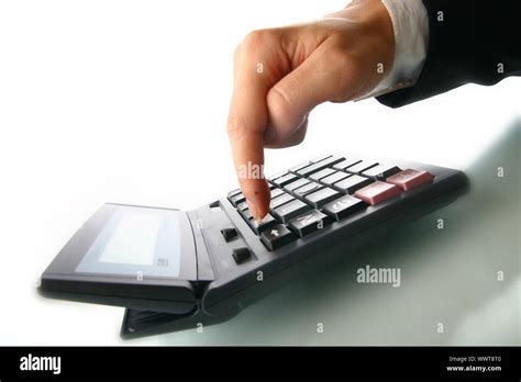 Girl Hand Calculate On White Background Stock Photo Alamy