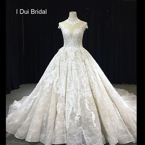 Buy High Neck Short Sleeve Ball Gown Wedding Dress
