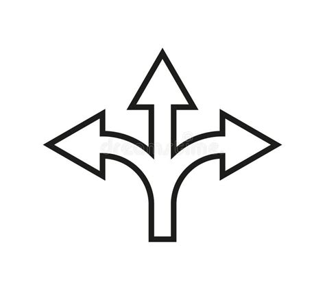 Three Arrow Way Icon Arrow Way With 3 Options Of Road Choice Of Pathway Outline Icon Stock