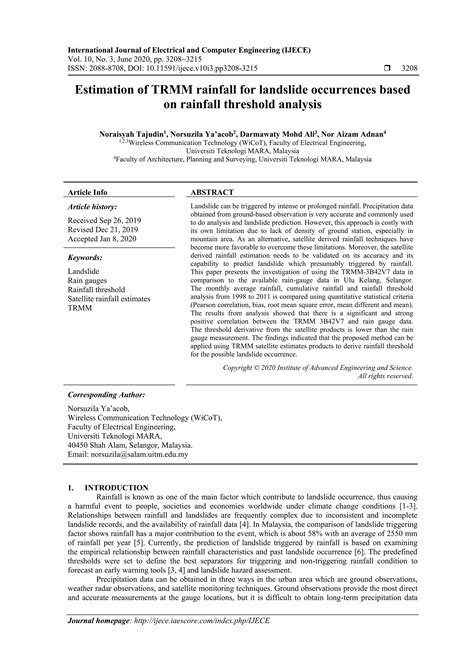 Estimation Of Trmm Rainfall For Landslide Occurrences Based On Rainfall Threshold Analysis Pdf