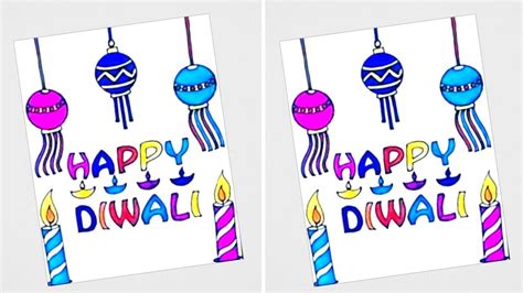 Happy Diwali Greeting Card Happy Diwali Card Drawing Easy How To Draw Diwali Greeting Card