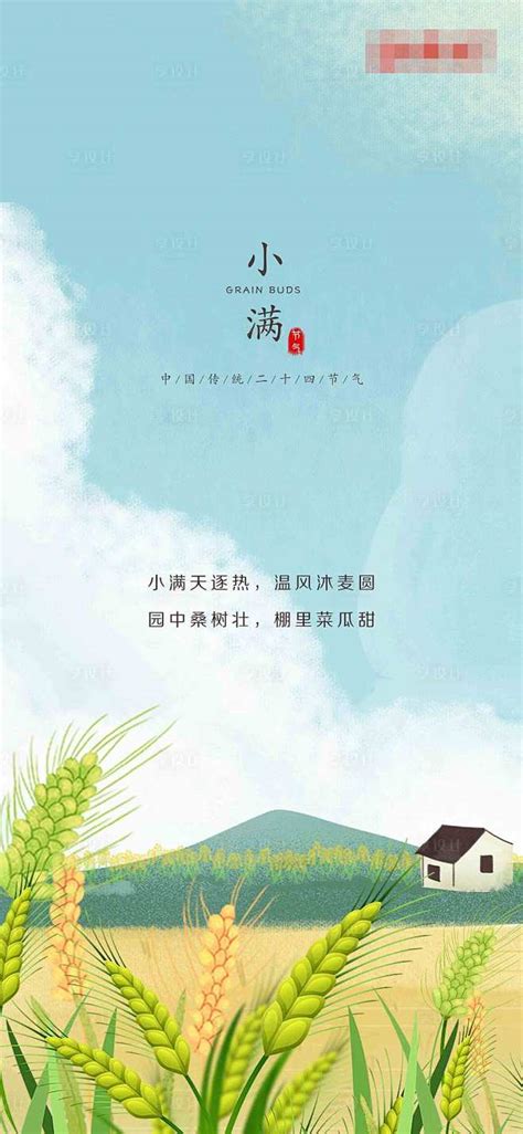 小满节气插画海报 源文件