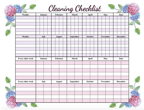 Blank Cleaning Schedule Template