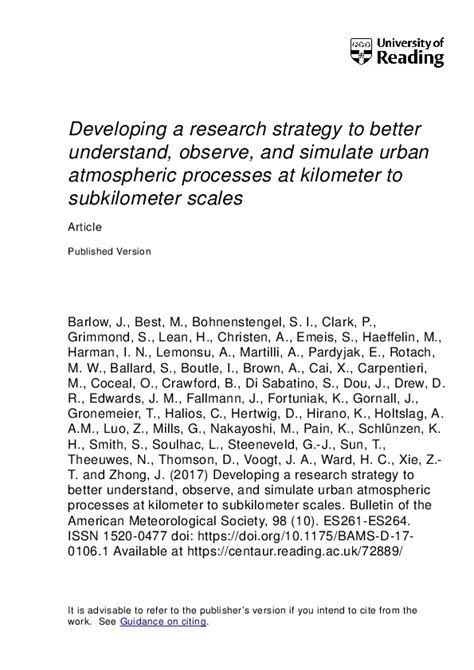 Pdf The Integration Of Urban Atmospheric Processes Across Scales