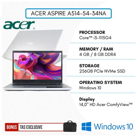 Promo Laptop Acer Aspire Core I A Na Intel Core I G Gb Ssd Gb Slot Hdd