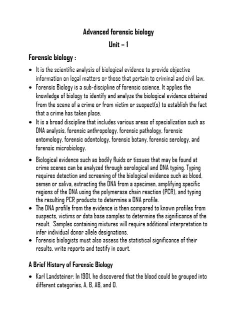 Advanced Forensic Biology Unit 1 Sem 3 Download Free Pdf Menstruation Biology