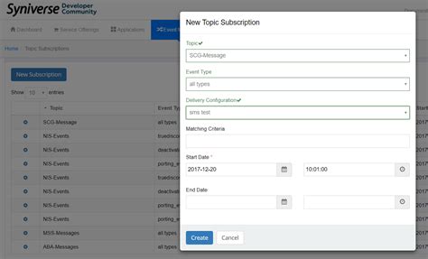 Creating An Event Subscription For Messaging Syniverse Developer