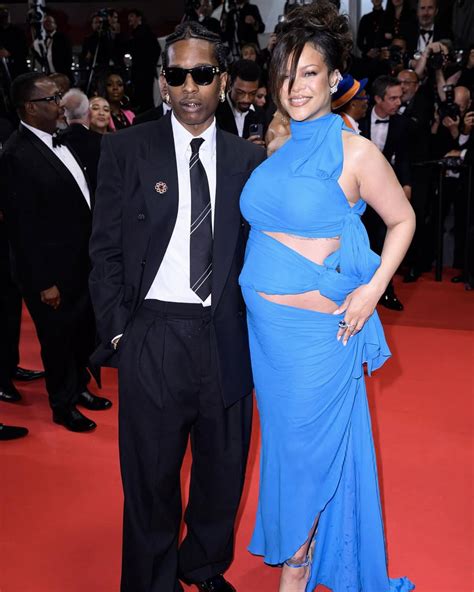Rihanna Stunned In A Turquoise Alaia Cut Out Gown With Beau Aap Rocky