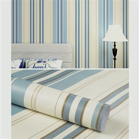 Modern Concise Lines Pattern In Blueandbeige 2362″w X 196′l Peel And